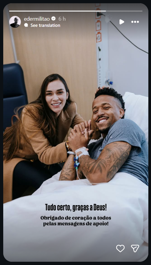 Éder Militão underwent successful surgery and sent a message to his ...