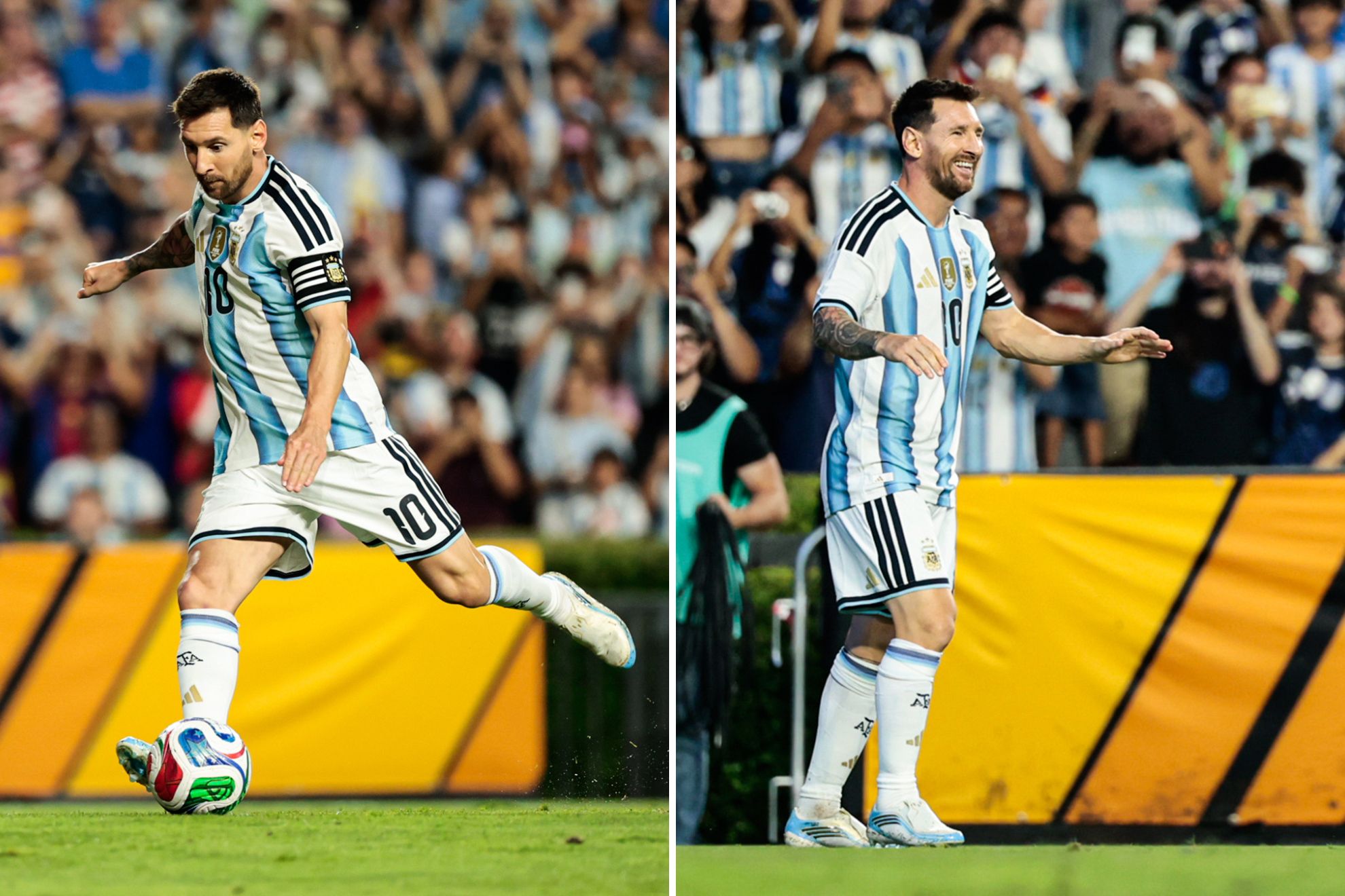 Messi tries to help Dibu Martínez train but his shots prove impossible ...