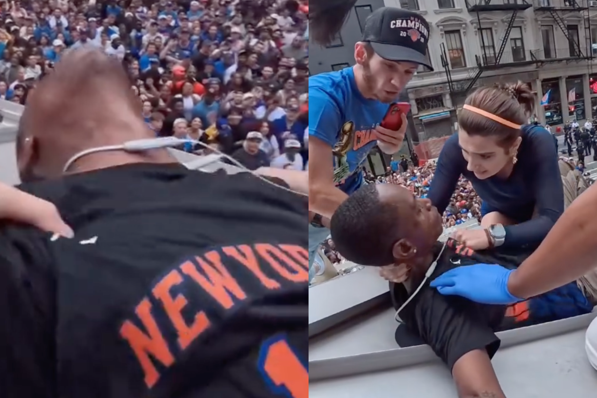 Knicks fan revived during Championship parade tries to kiss medic who ...